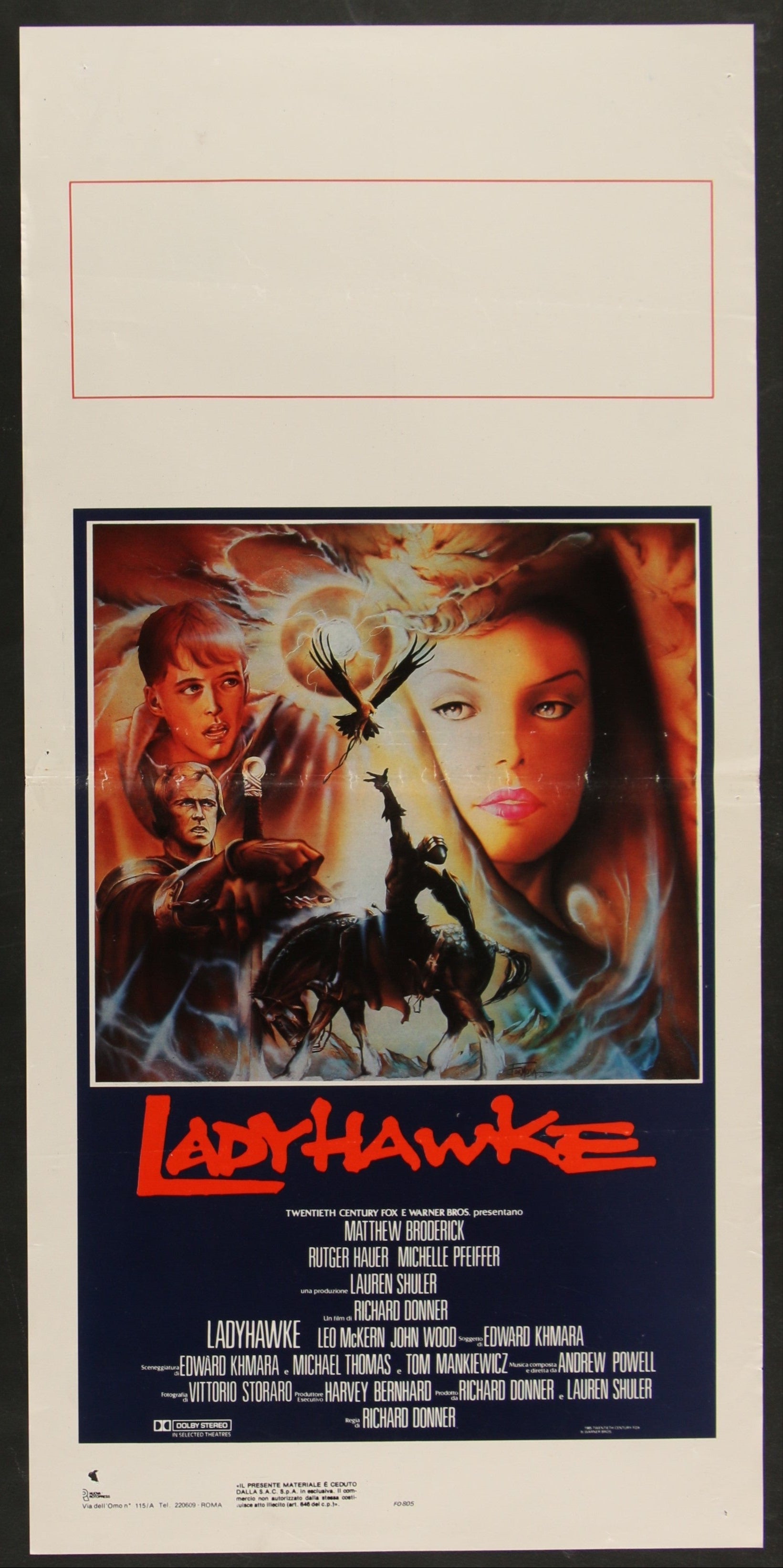 Ladyhawke (1985) Original Italian Locandina Movie Poster – Steelbook Life