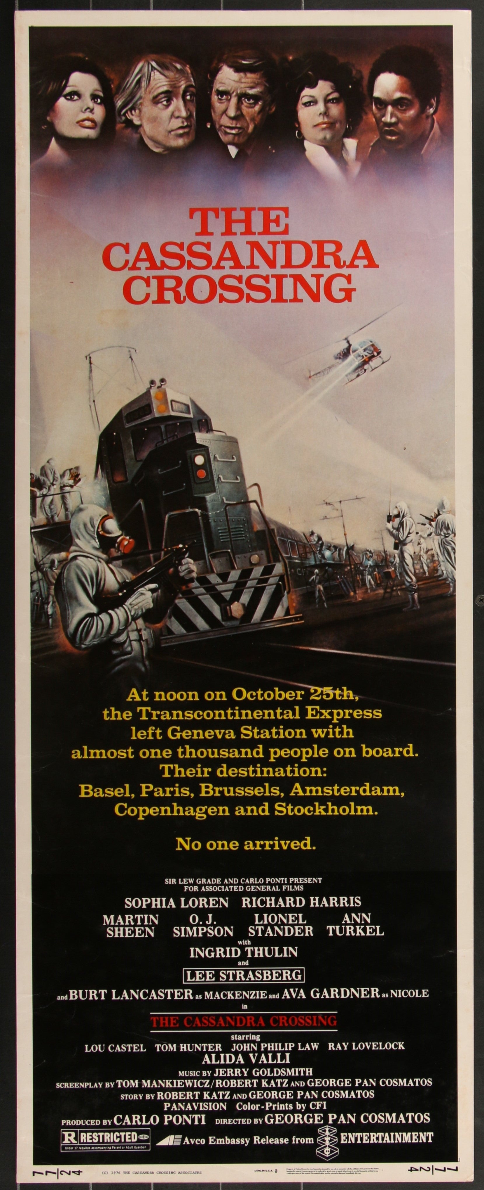 The Cassandra Crossing (1977) Original US insert Movie Poster ...